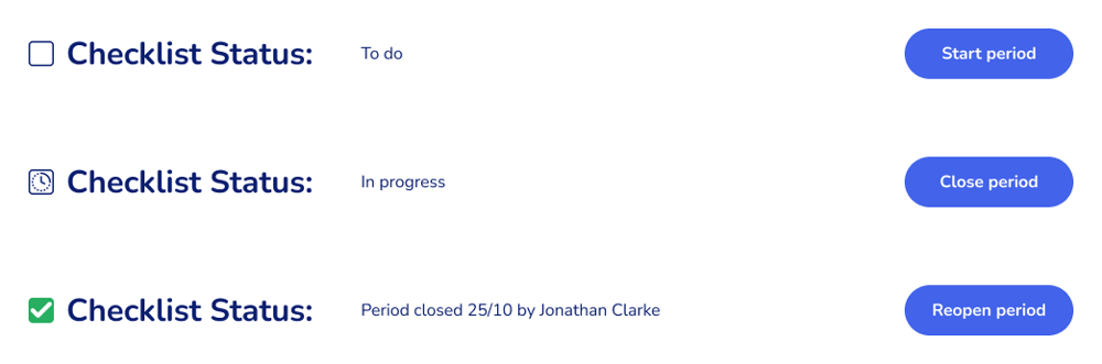 How to use the Period Close Checklist